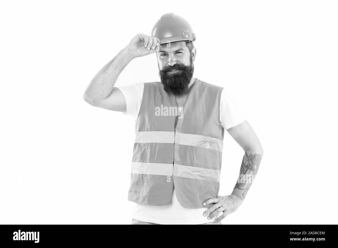 Man of experience. Man or workman isolated on white. Bearded man in ...