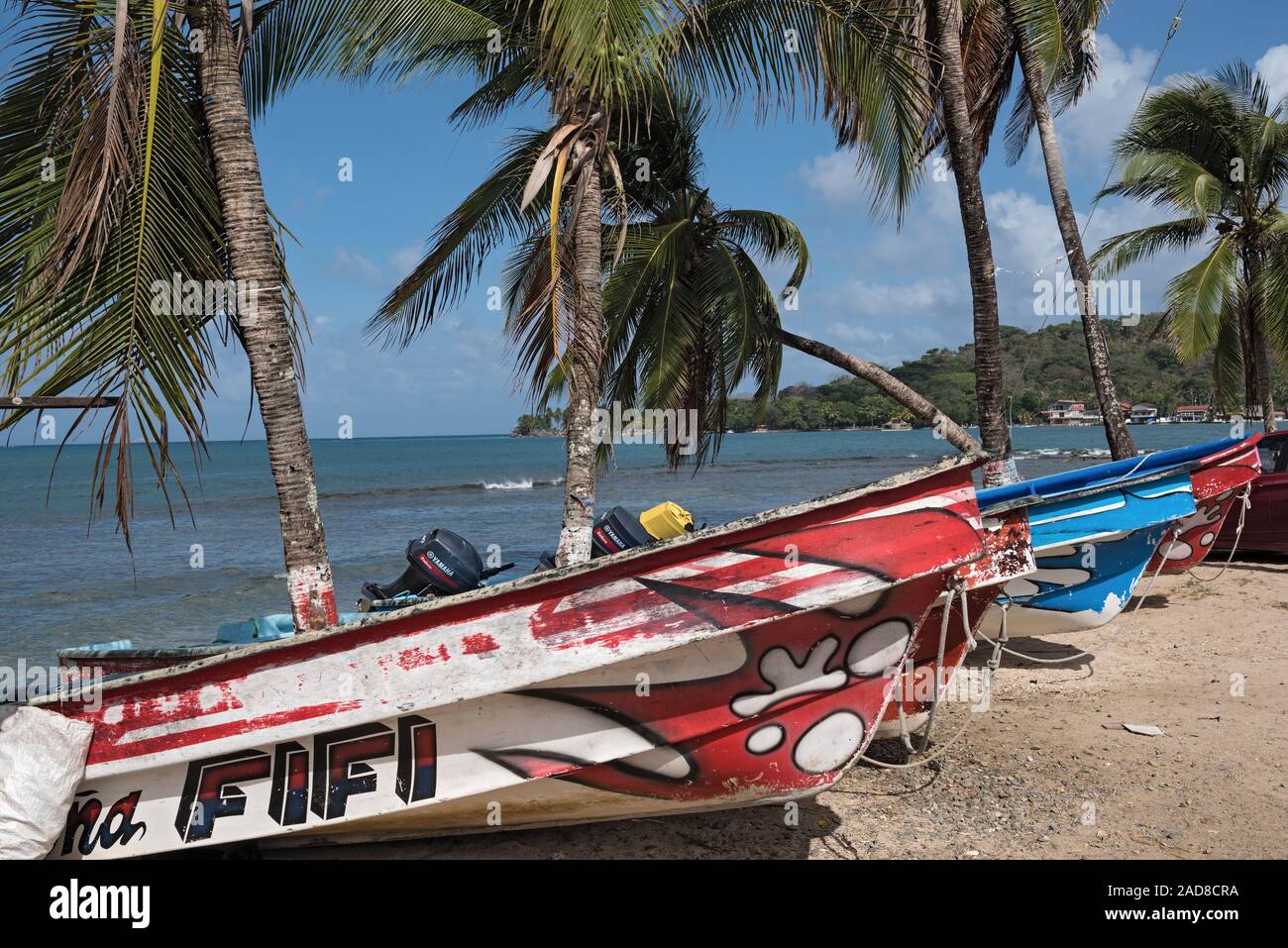 boats at the caribbean beach in puerto lindo panama Stock Photo - Alamy