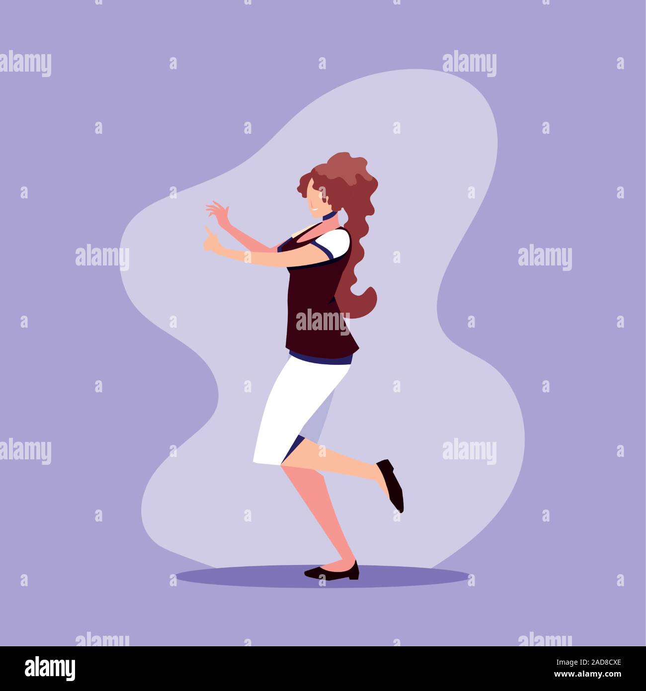 beautiful woman in pose of dancing, party, dancing club vector ...