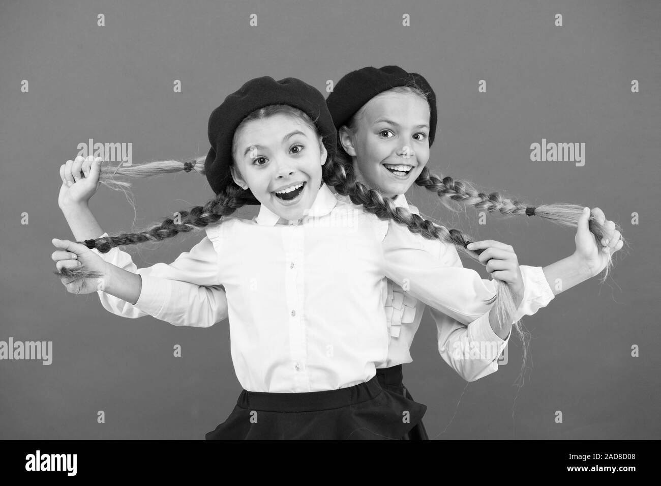 Friendship means support. Kids long braids hairstyle classmates friends ...