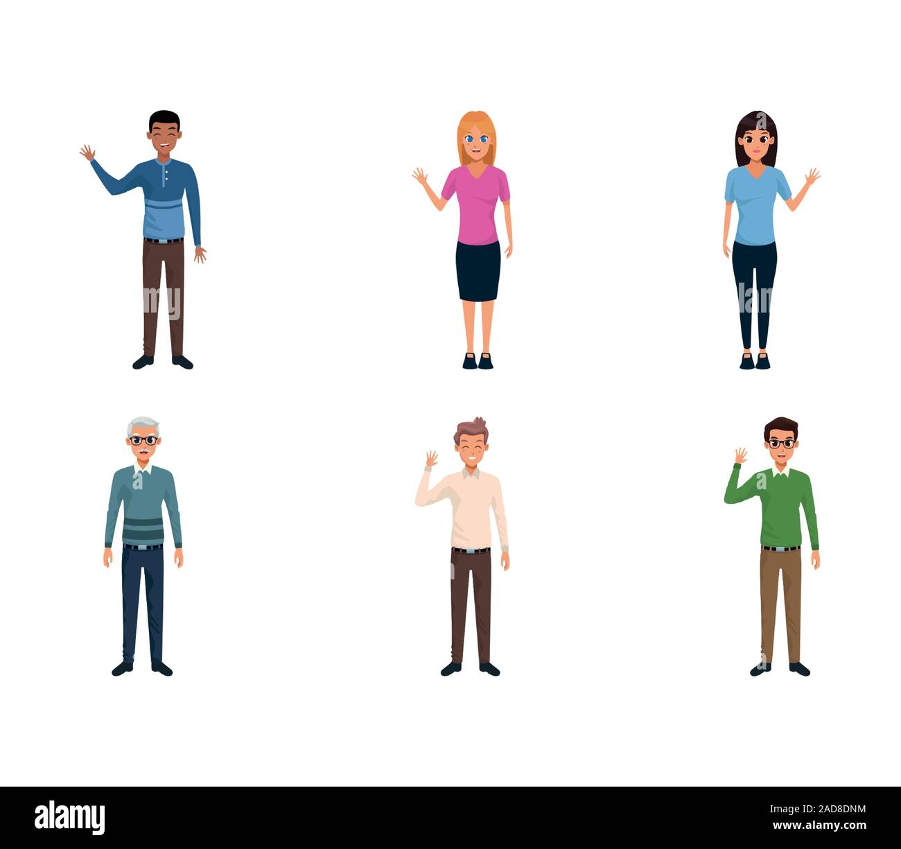 icon set of cartoon people standing, flat design Stock Vector Image ...