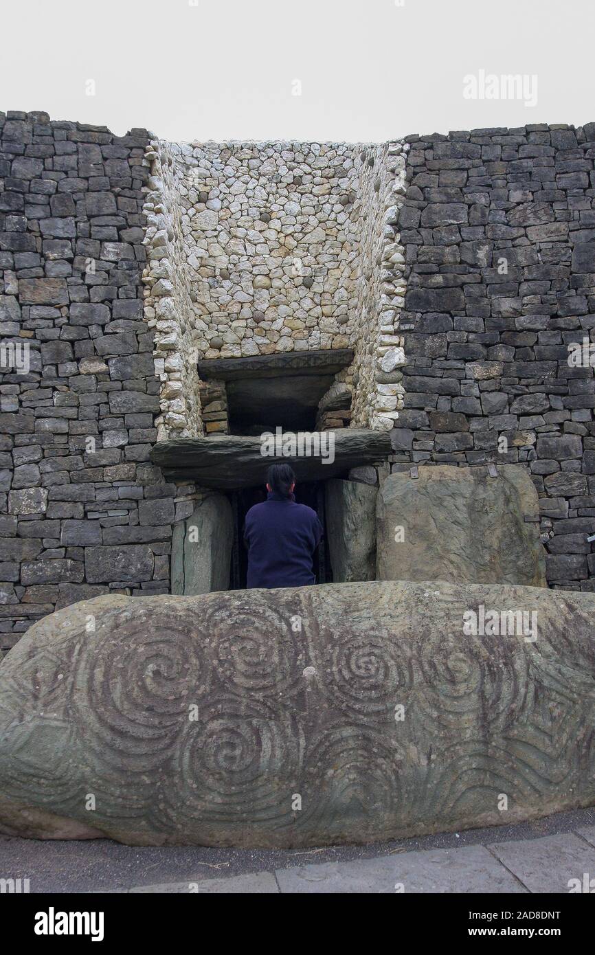 Neolithic site in Ireland. Newgrange stone age passage tomb on the ...