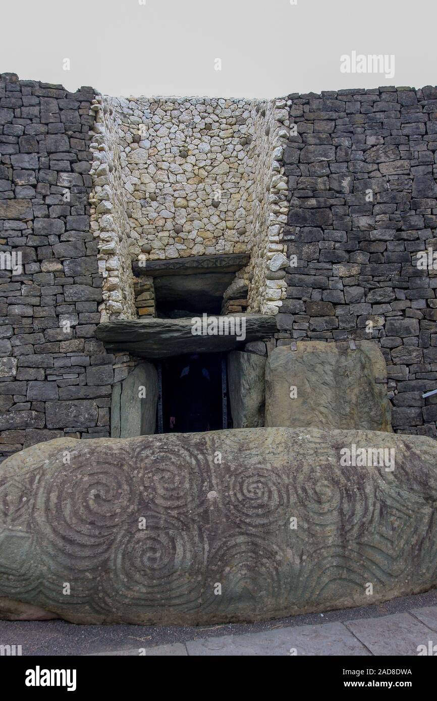 Neolithic site in Ireland. Newgrange stone age passage tomb on the ...