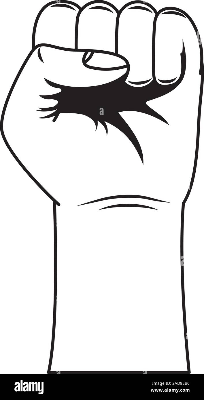Raised fist hand gesture icon Black and White Stock Photos & Images - Alamy