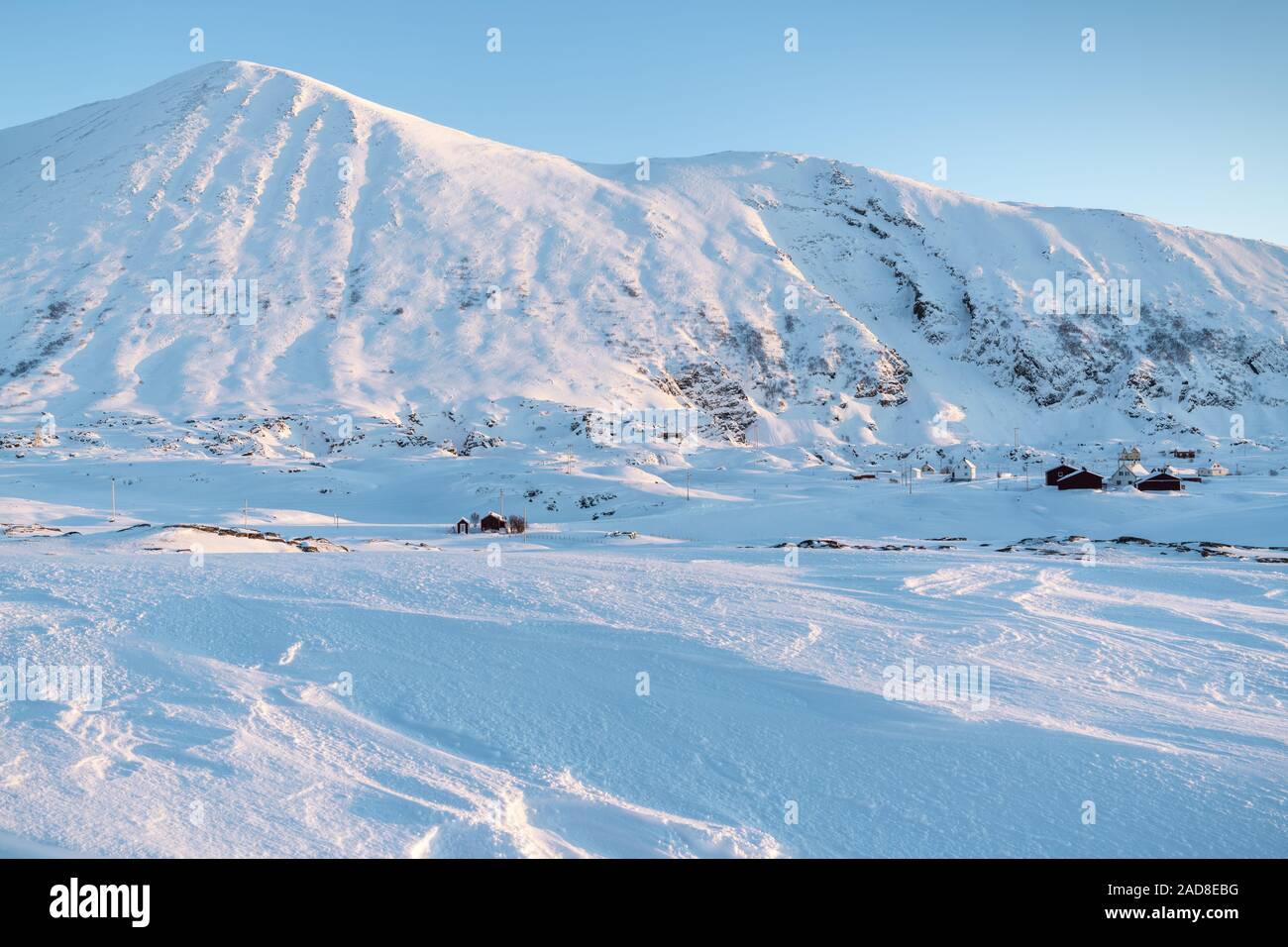 Winter landscape, Hasvik, Soeroeya Island, Finnmark, Norway Stock Photo ...