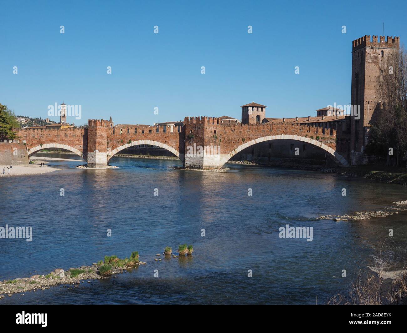 Castelvecchio Bridge aka Scaliger Bridge in Verona Stock Photo - Alamy