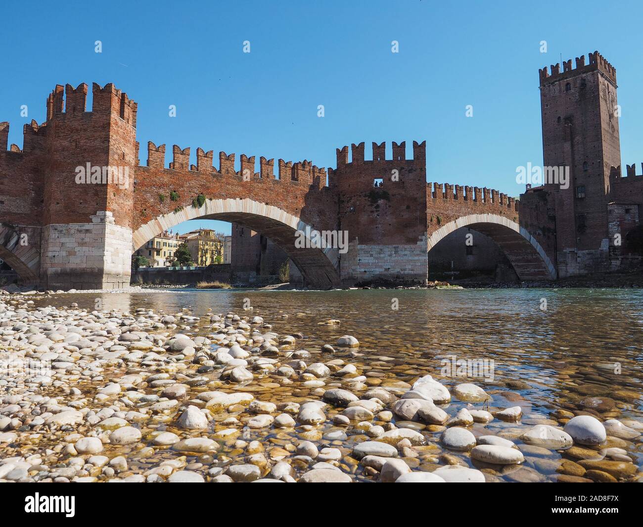 Castelvecchio Bridge aka Scaliger Bridge in Verona Stock Photo - Alamy