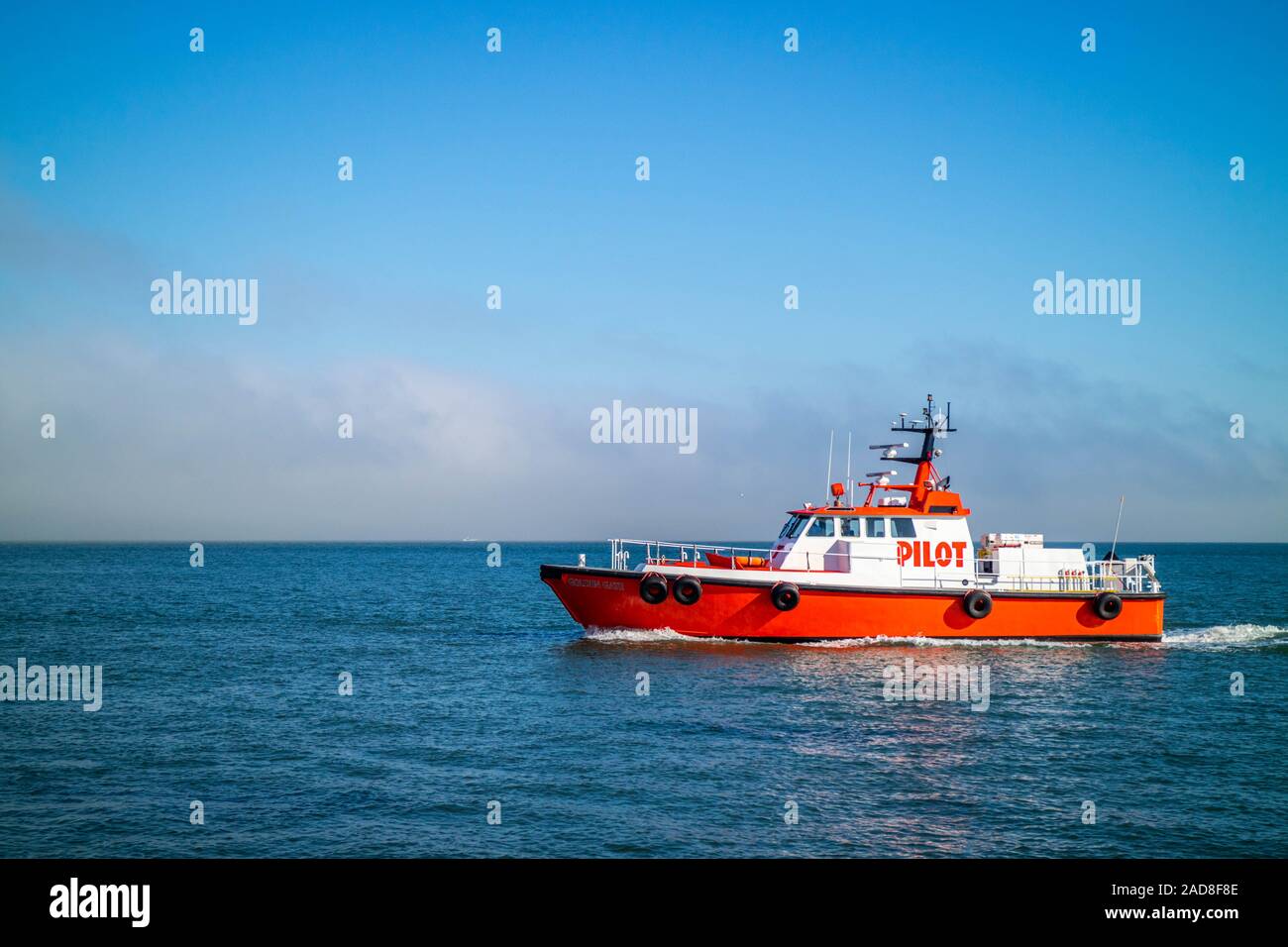 A Pilot boat safe guarding the area in Alcatraz Island Stock Photo - Alamy