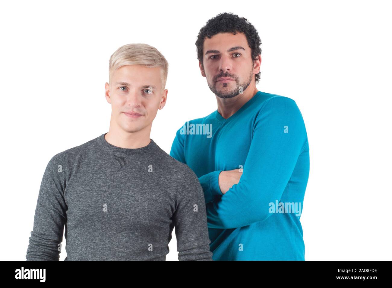 Two men portrait, isolated on white background Stock Photo - Alamy