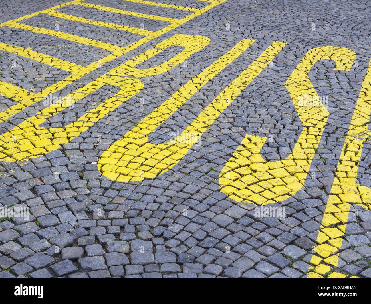 Marked parking spot fur a bus Stock Photo - Alamy