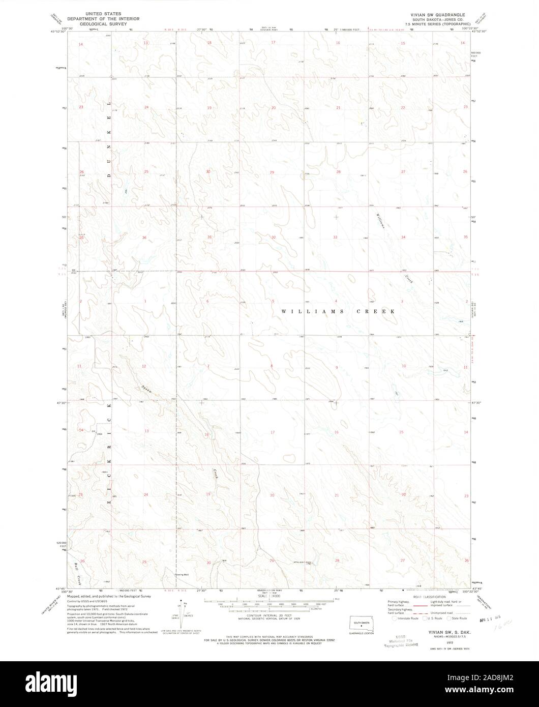 USGS TOPO Map South Dakota SD Vivian SW 344426 1970 24000 Restoration ...