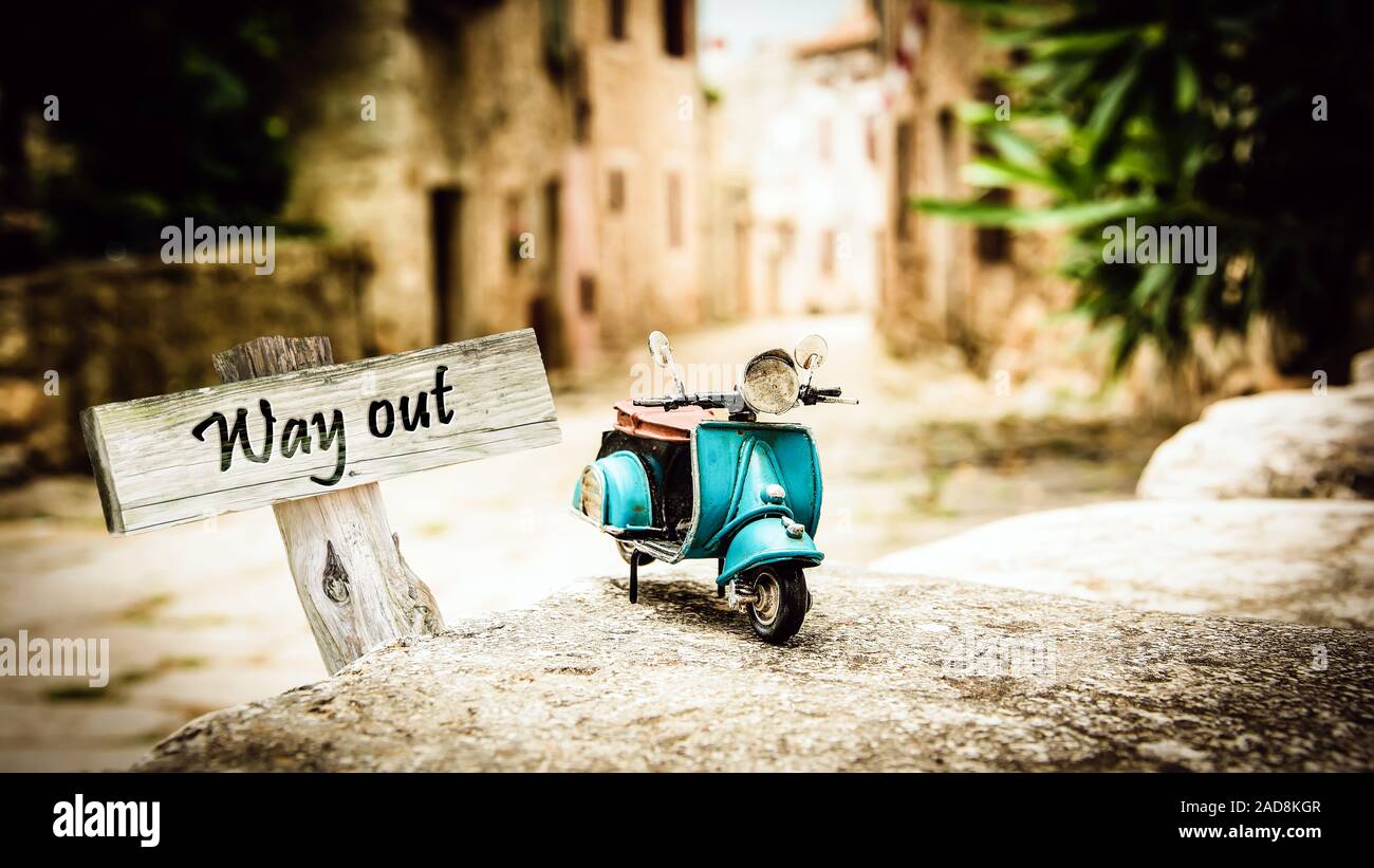 Street Sign WAY OUT Stock Photo - Alamy