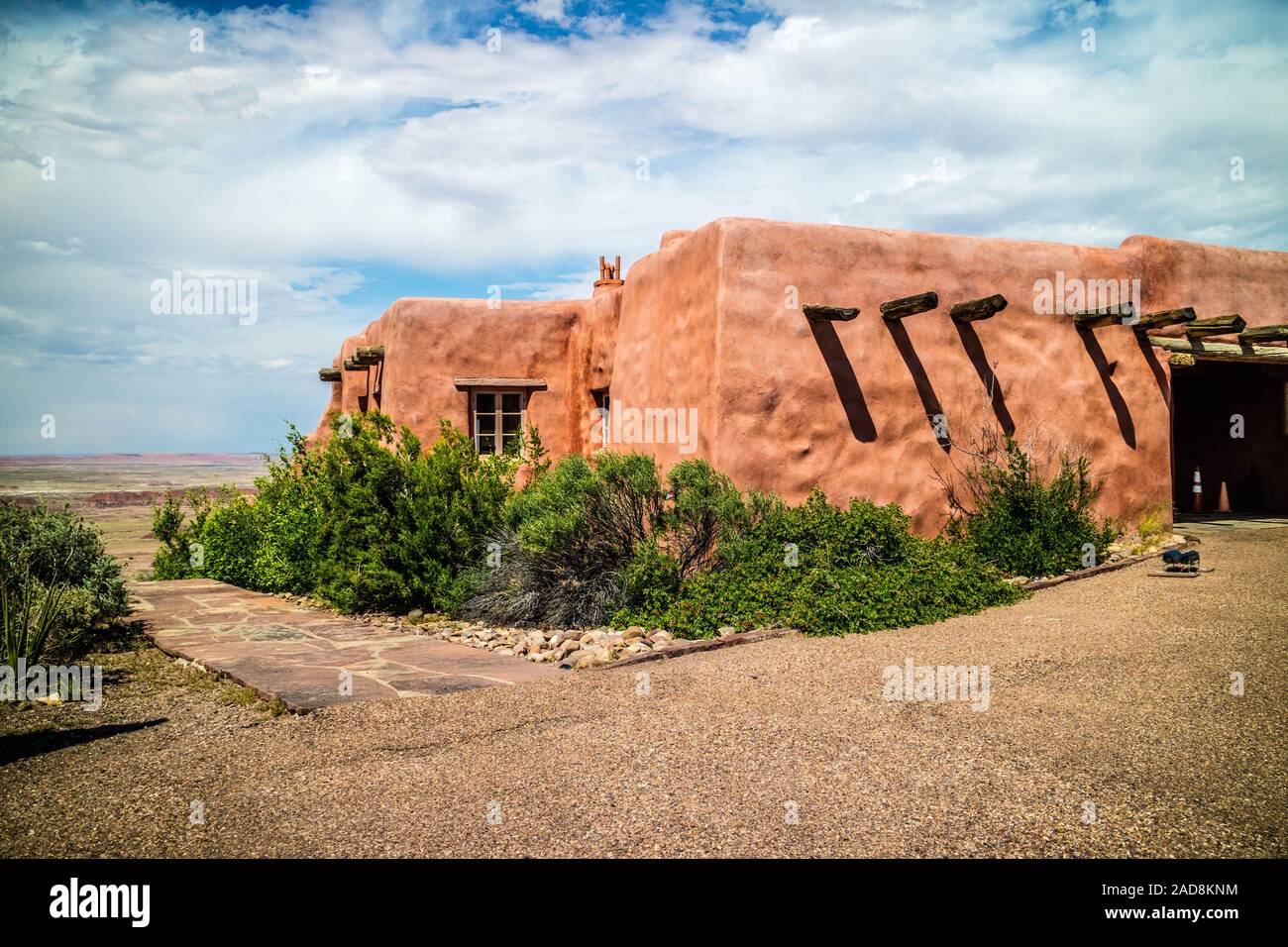A blended well built structure along the Petrified Forest National Park ...