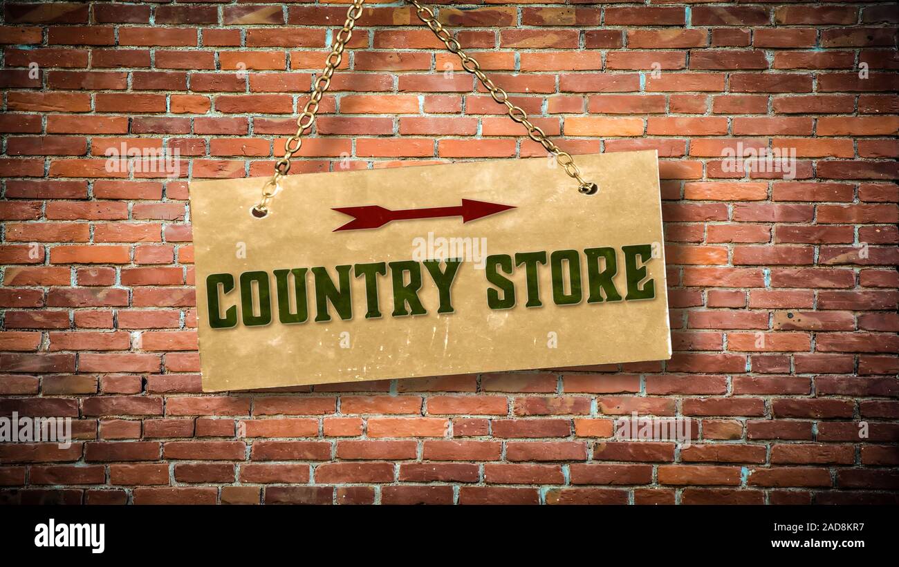 Street Sign to Country Store Stock Photo - Alamy