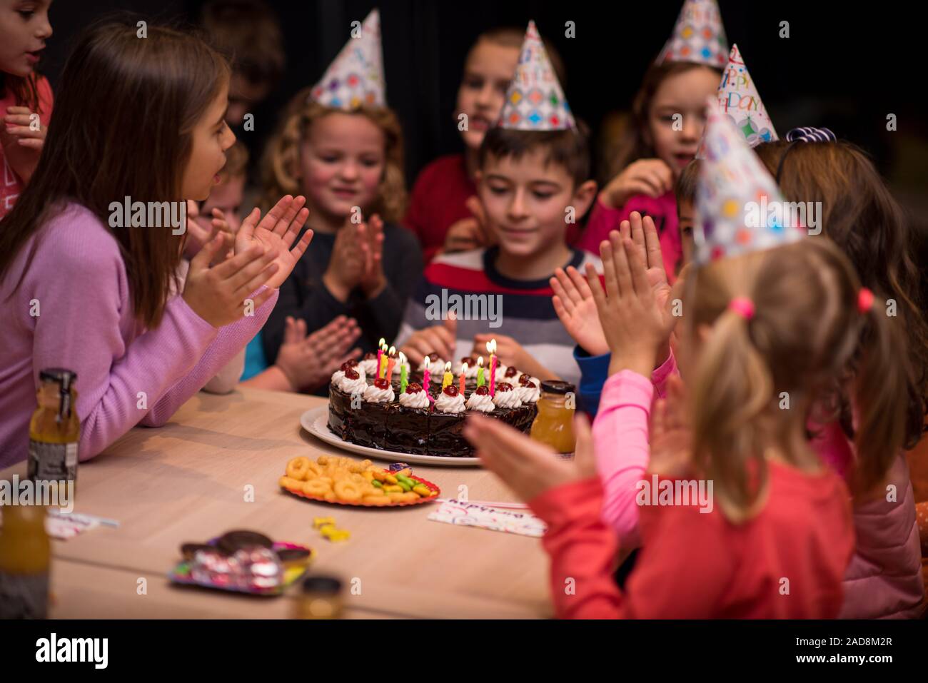 The young boy joyfully celebrating his birthday Stock Photo - Alamy