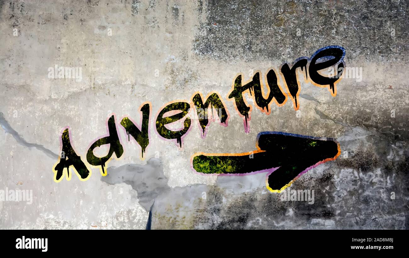 Wall Graffiti to Adventure Stock Photo - Alamy