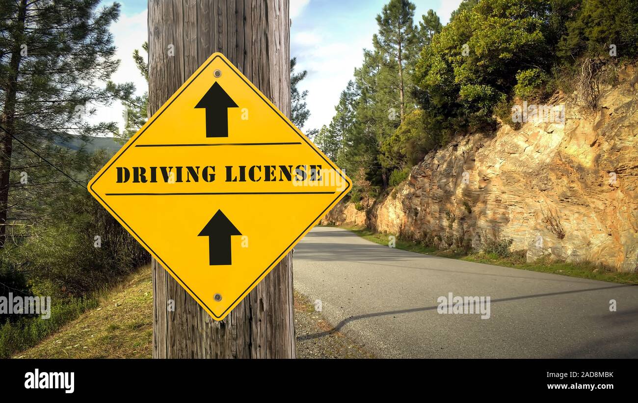 Street Sign DRIVING LICENSE Stock Photo - Alamy