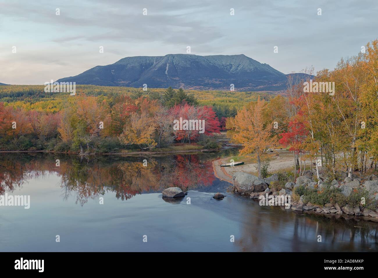 Katahdin from Abol Bridge in October Stock Photo - Alamy
