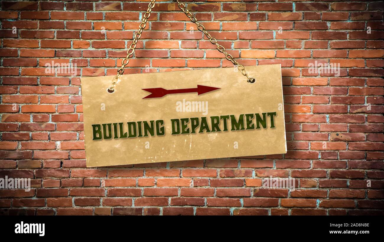 Street Sign Building Department Stock Photo - Alamy