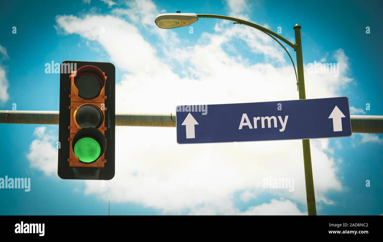 Street Sign to Army Stock Photo - Alamy