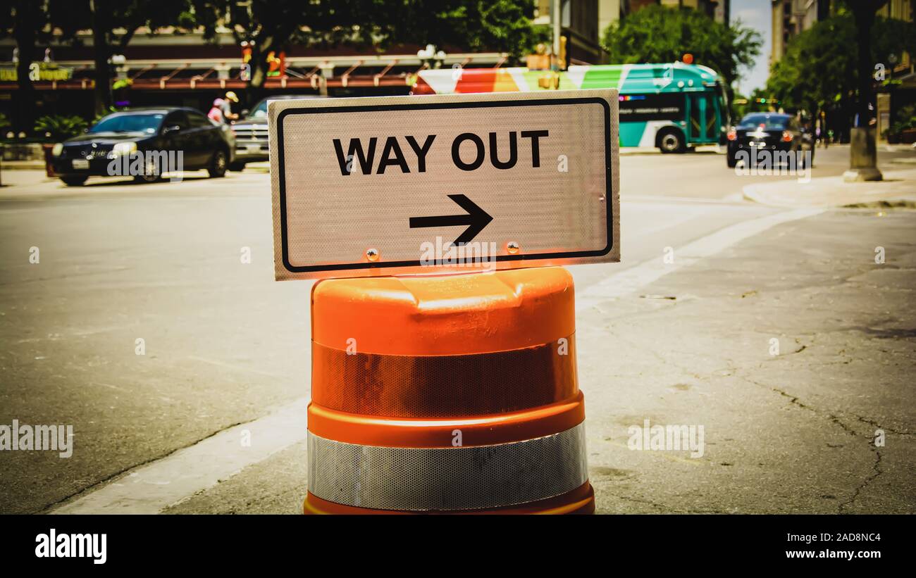 Street Sign WAY OUT Stock Photo - Alamy