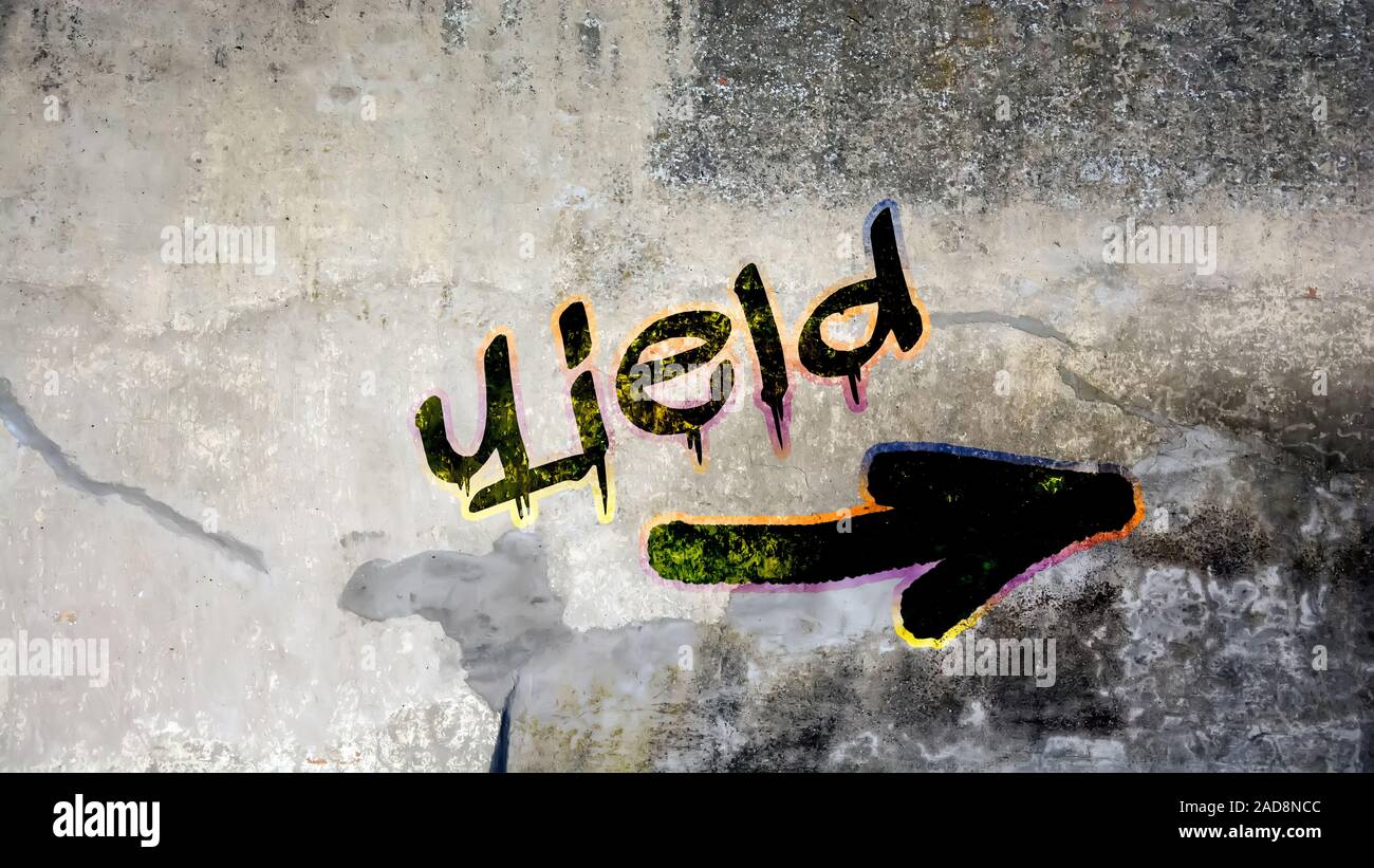 Wall Graffiti to Yield Stock Photo - Alamy