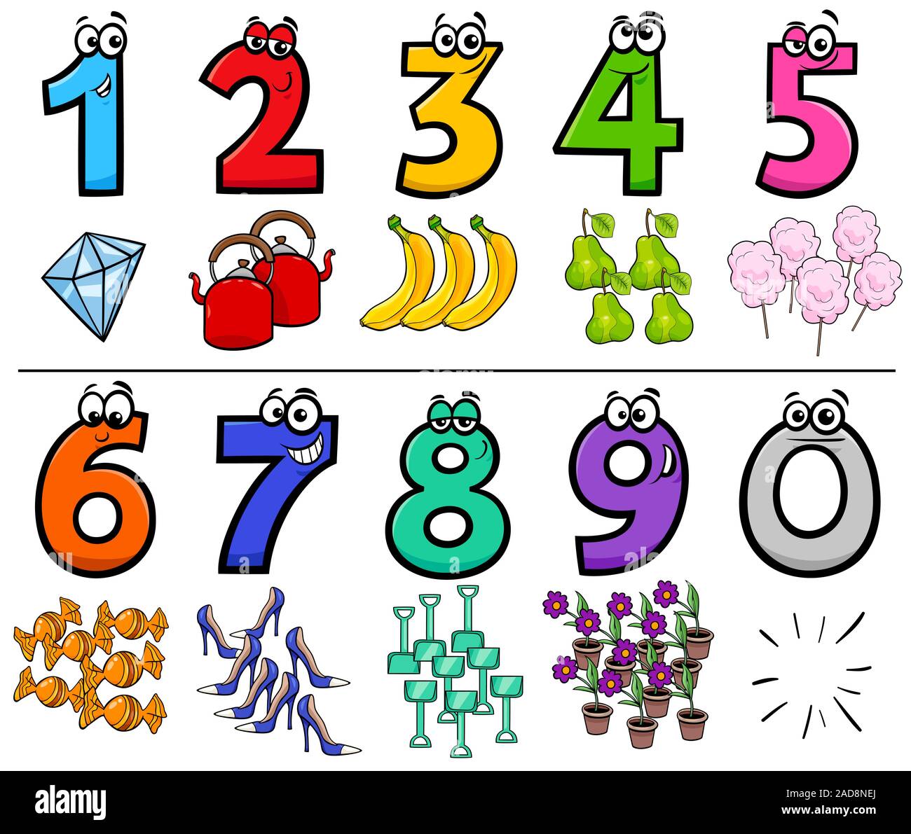 educational cartoon numbers set with objects Stock Photo - Alamy