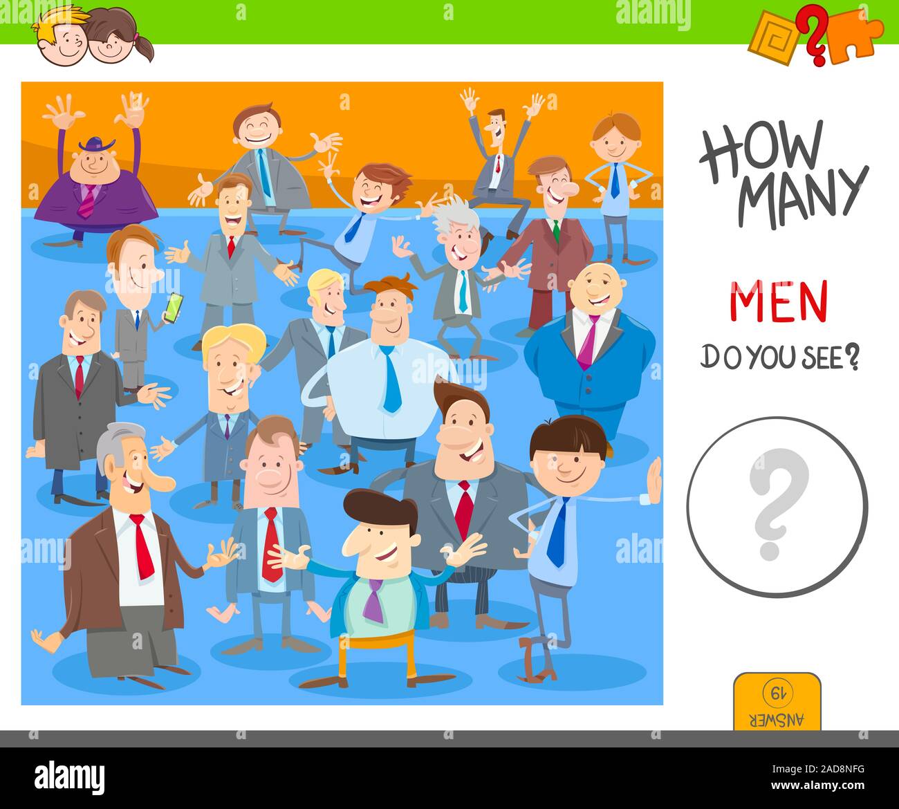 count men characters activity worksheet Stock Photo - Alamy