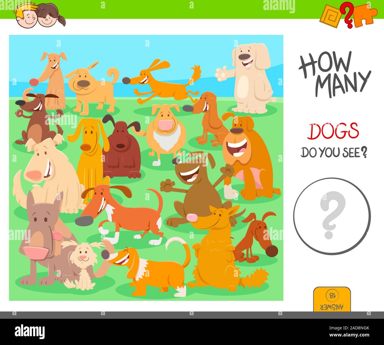 count dogs activity worksheet game Stock Photo - Alamy