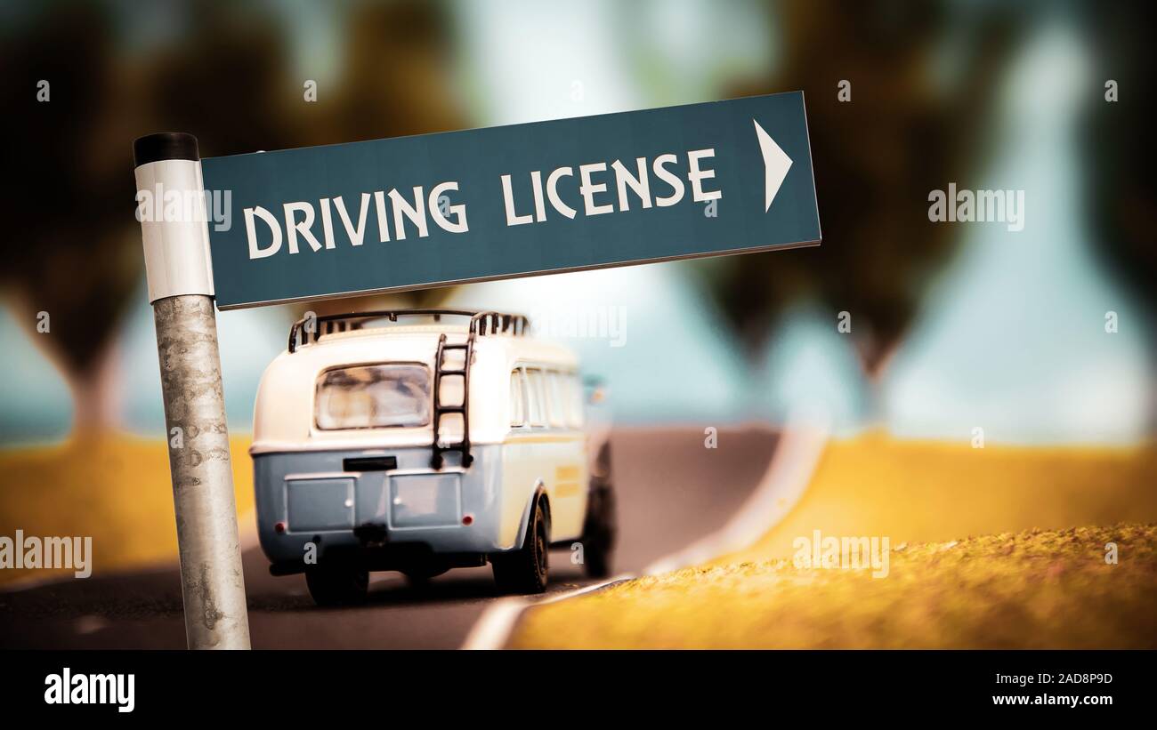 Street Sign DRIVING LICENSE Stock Photo - Alamy