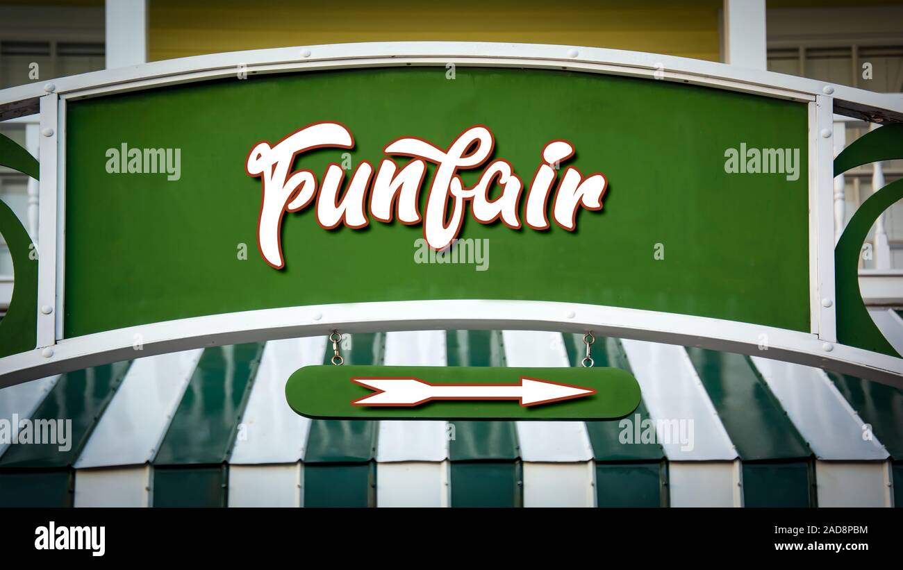 Street Sign to Funfair Stock Photo - Alamy