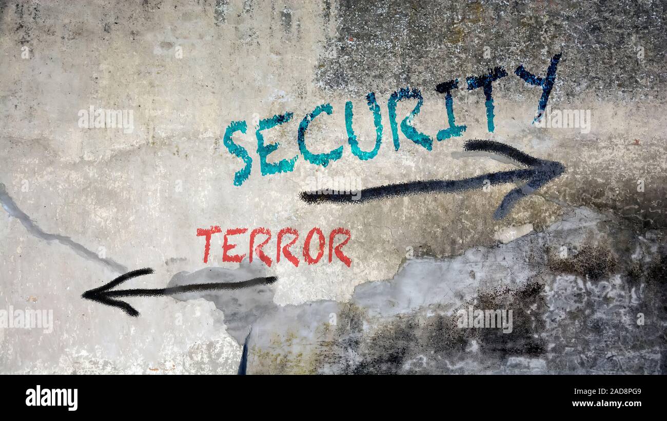 Wall Graffiti to Security versus Terror Stock Photo - Alamy