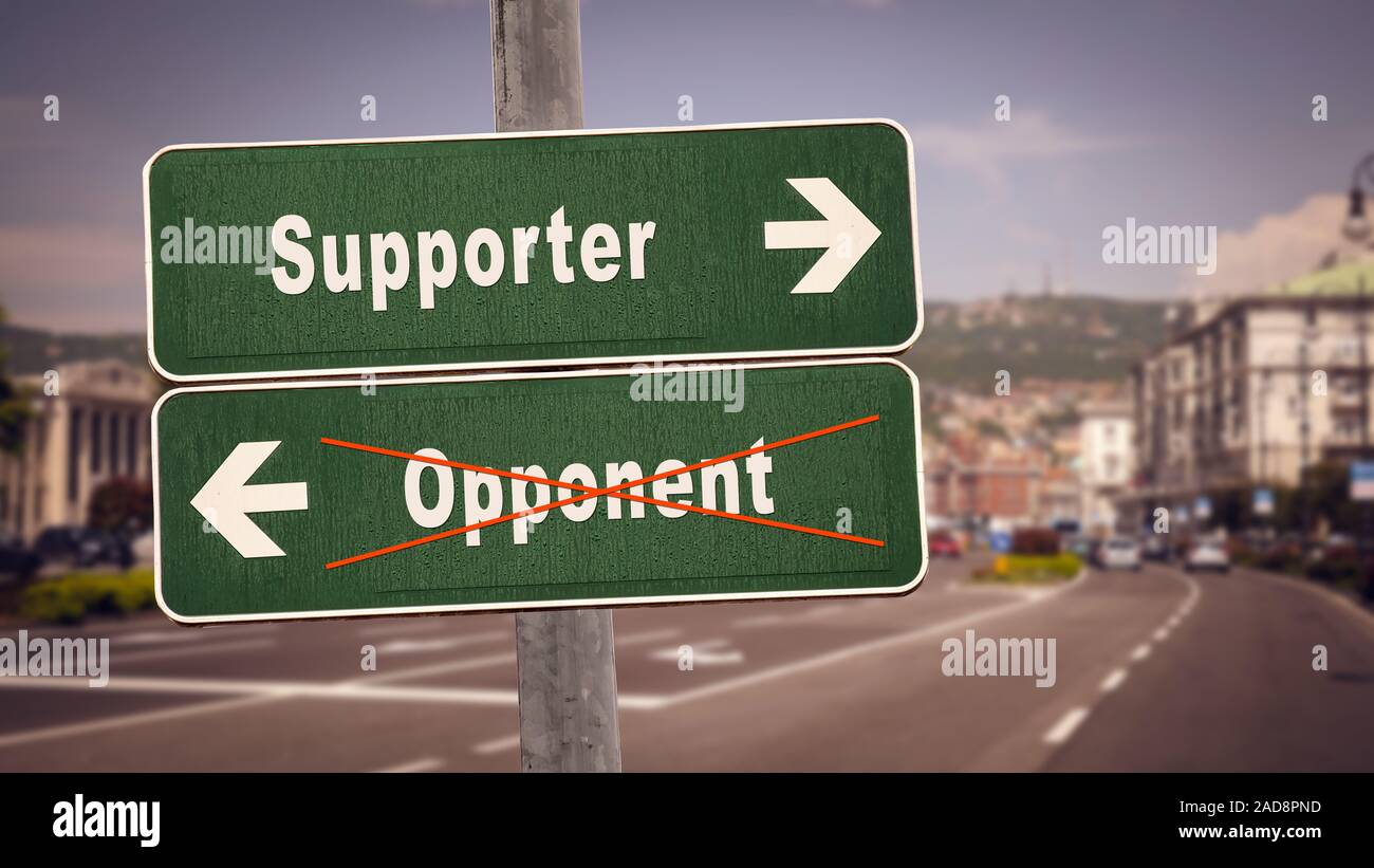Street Sign Supporter versus Opponent Stock Photo - Alamy