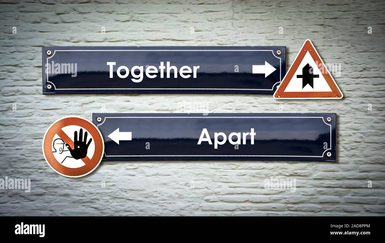 Street Sign to Together versus Apart Stock Photo - Alamy