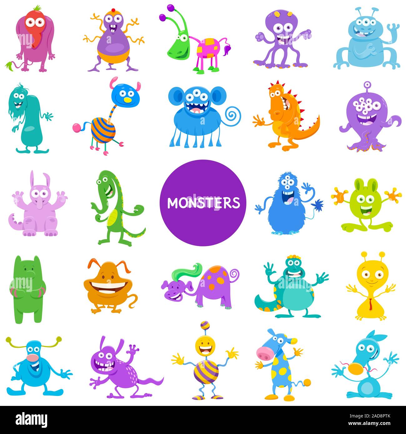 Cartoon Monster and Alien Characters large set Stock Photo - Alamy