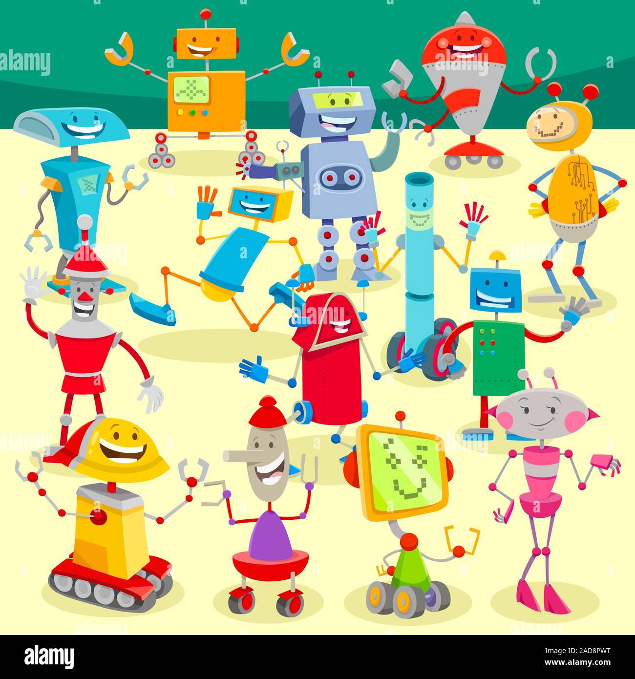robots cartoon characters large group Stock Photo - Alamy