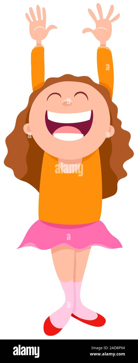 happy girl character cartoon illustration Stock Photo - Alamy