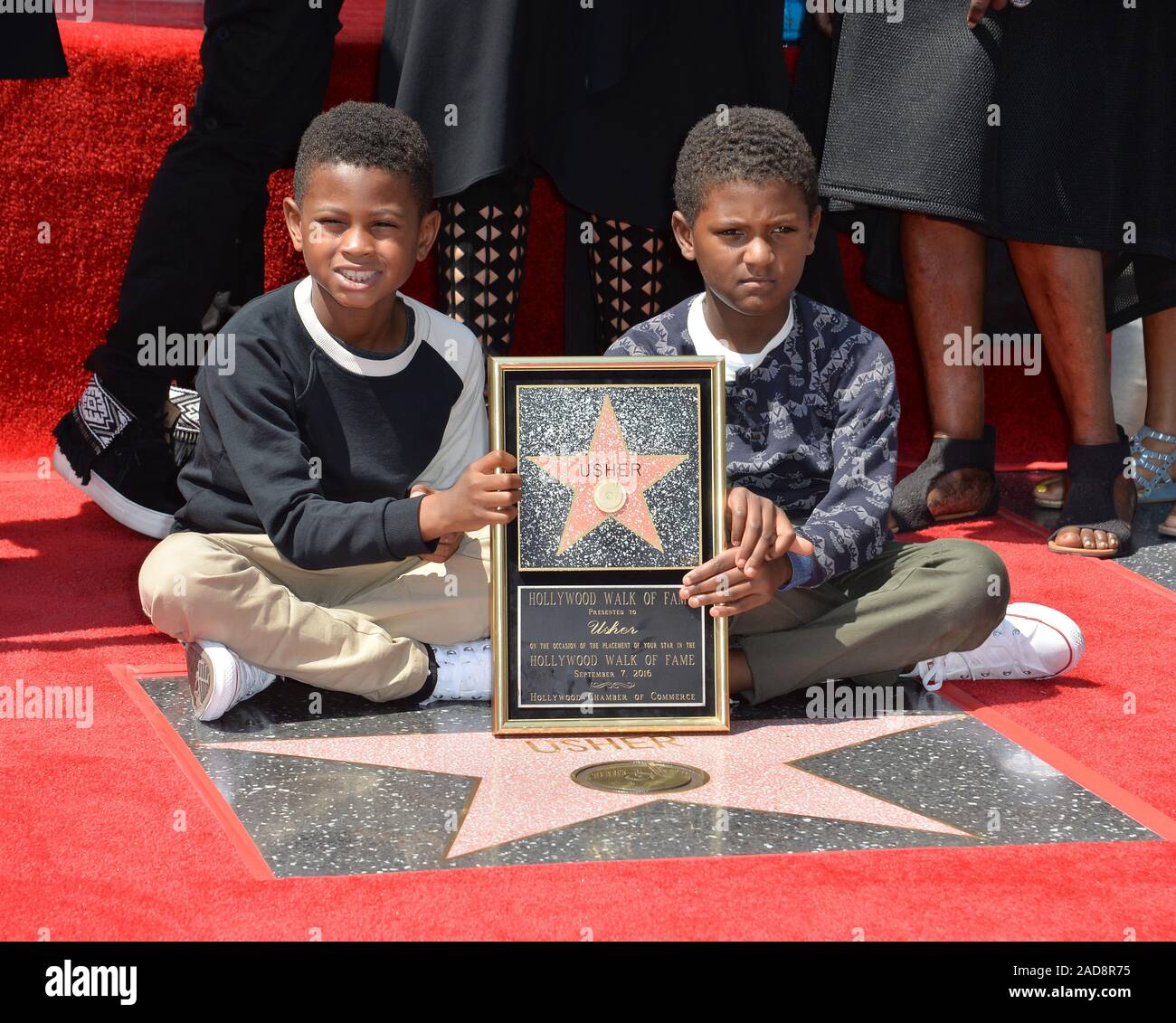 LOS ANGELES, CA. September 7, 2016: Usher's sons Naviyd Ely Raymond ...