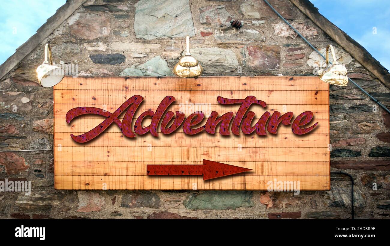 Street Sign to Adventure Stock Photo - Alamy