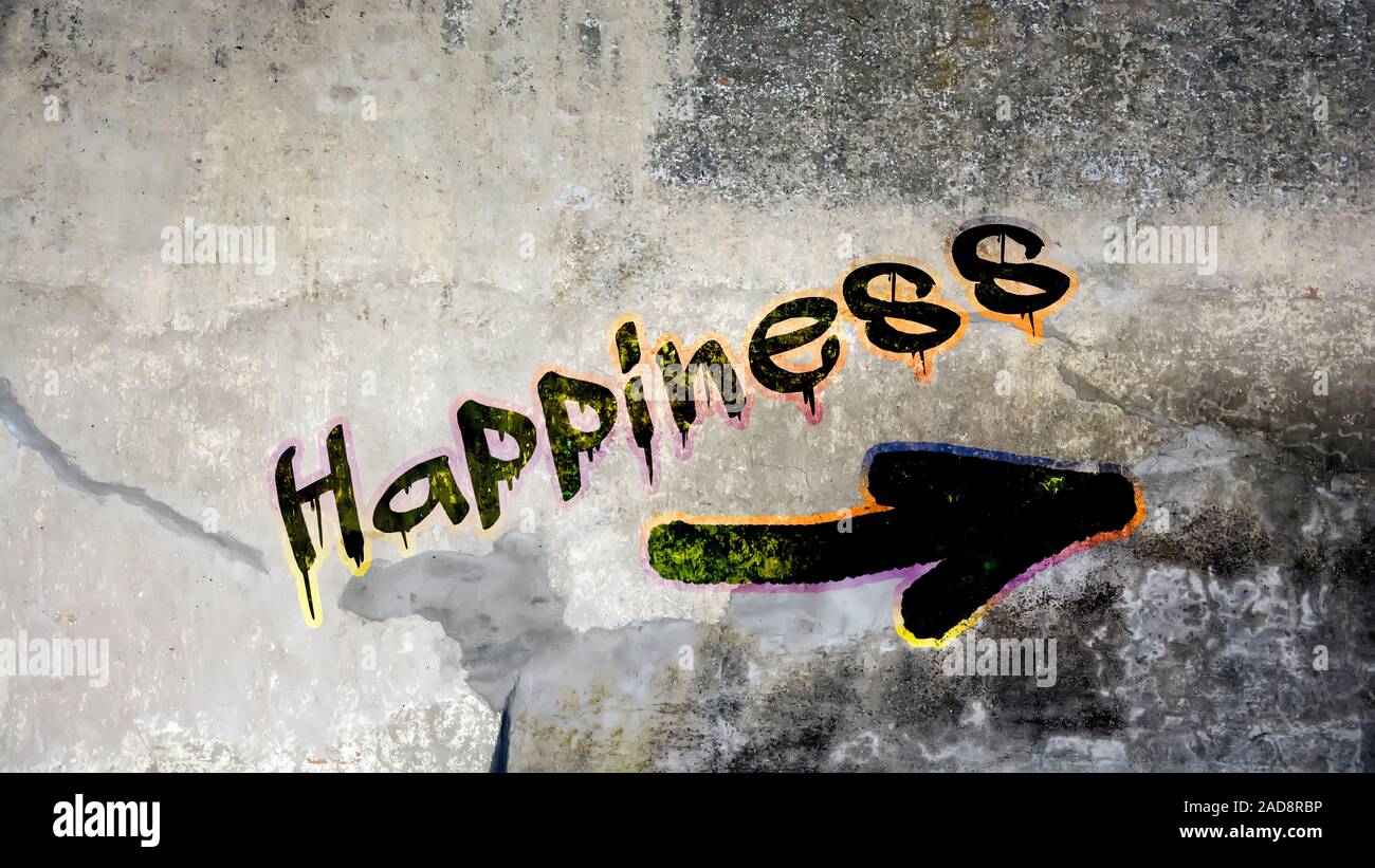 Wall Graffiti to Happiness Stock Photo - Alamy