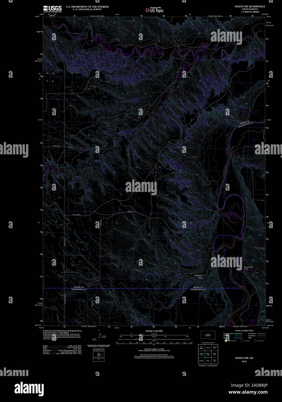 Map of wasta south dakota hi-res stock photography and images - Alamy