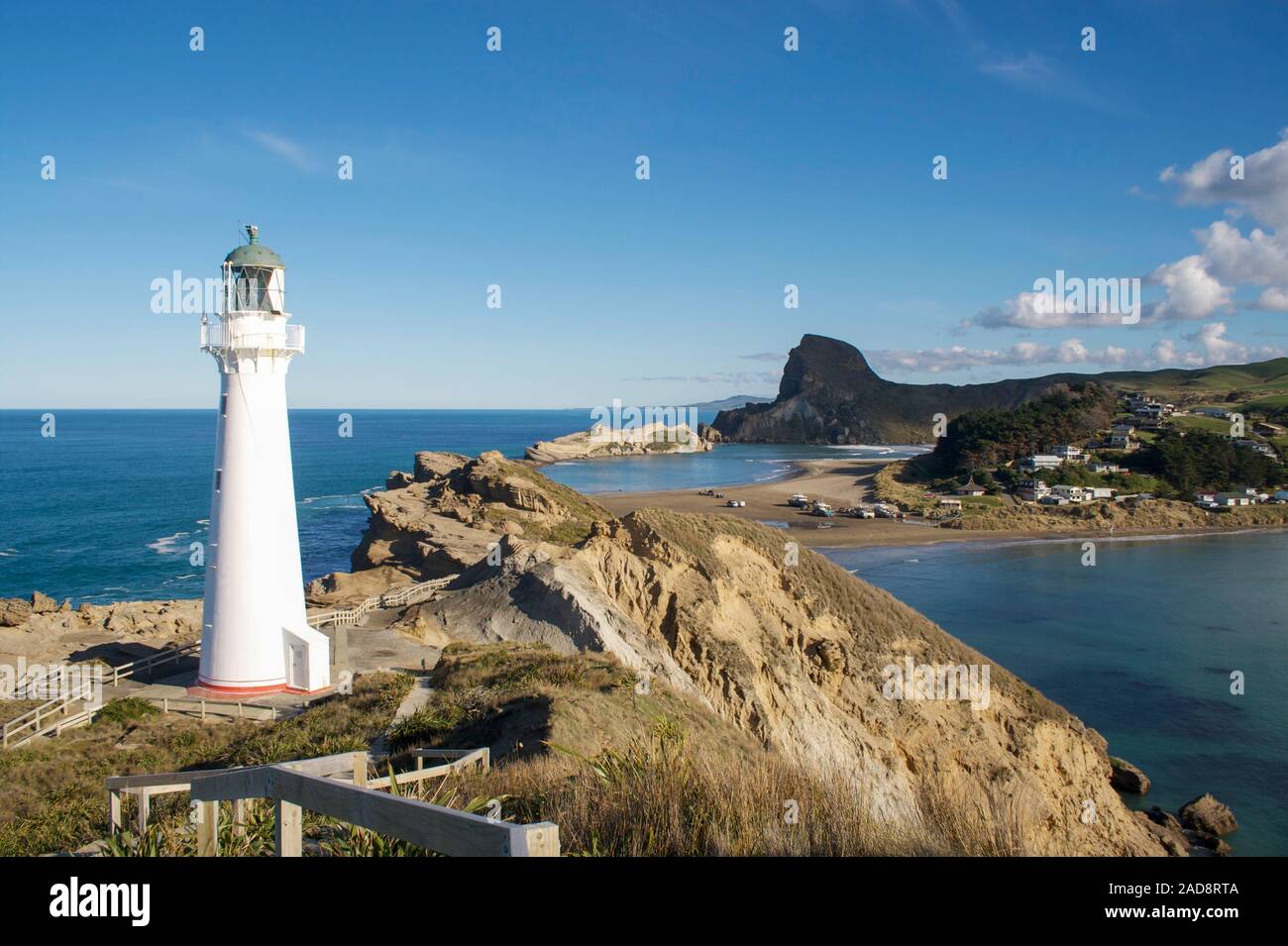 the view looking down from the top of CastlePoint lighthouse over the ...