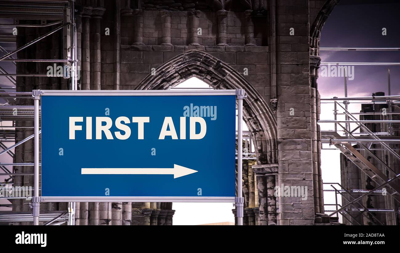 Street Sign First Aid Stock Photo - Alamy
