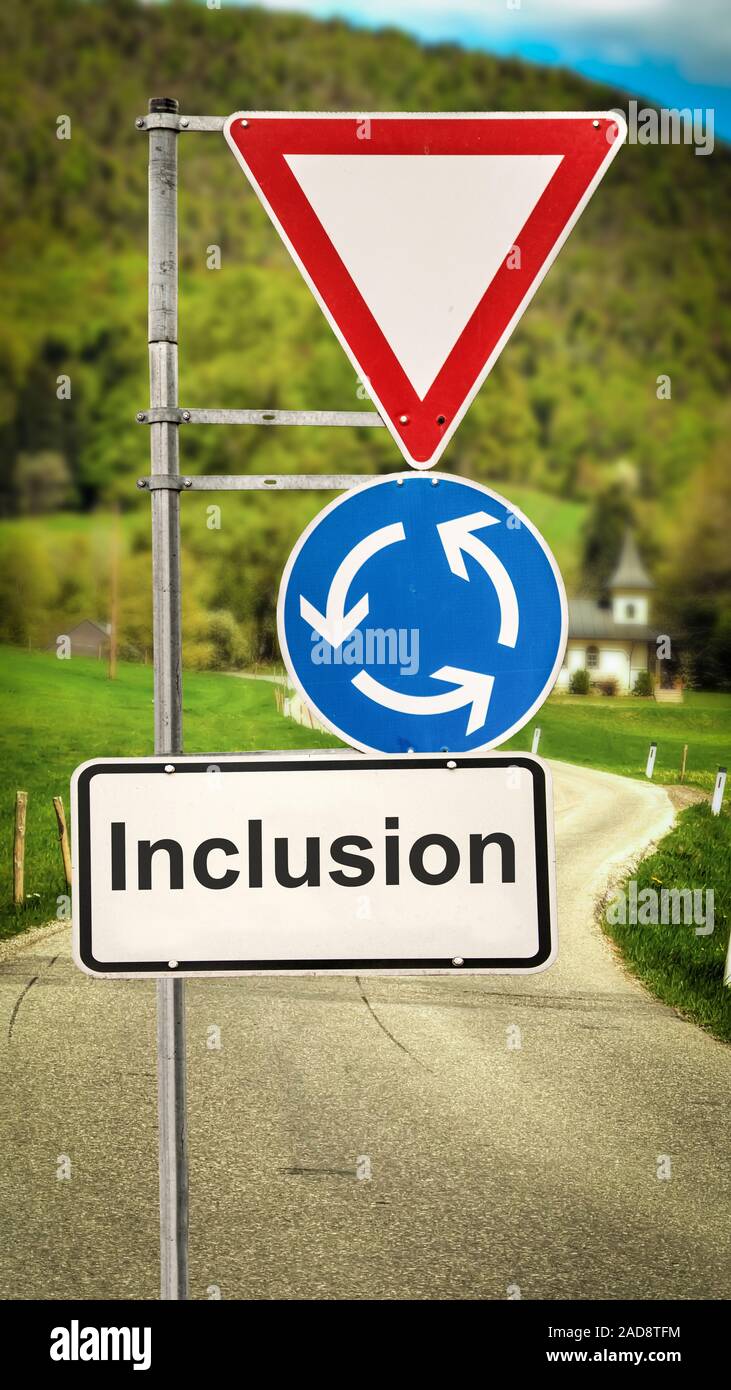 Street Sign to Inclusion Stock Photo - Alamy