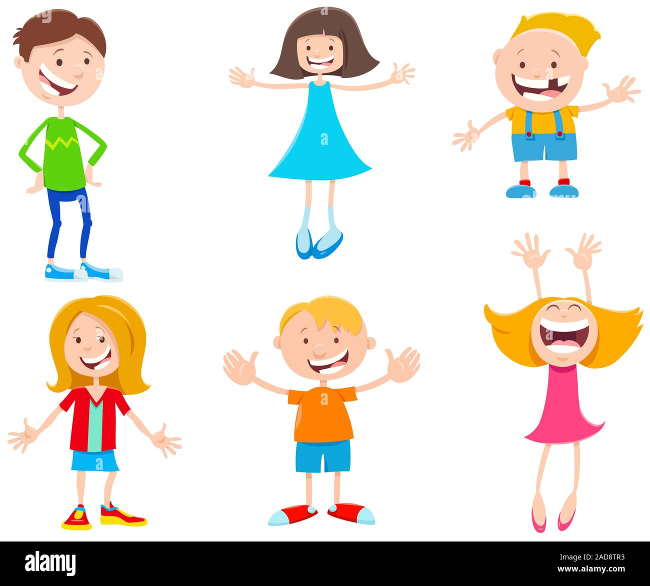 cartoon happy children characters set Stock Photo - Alamy