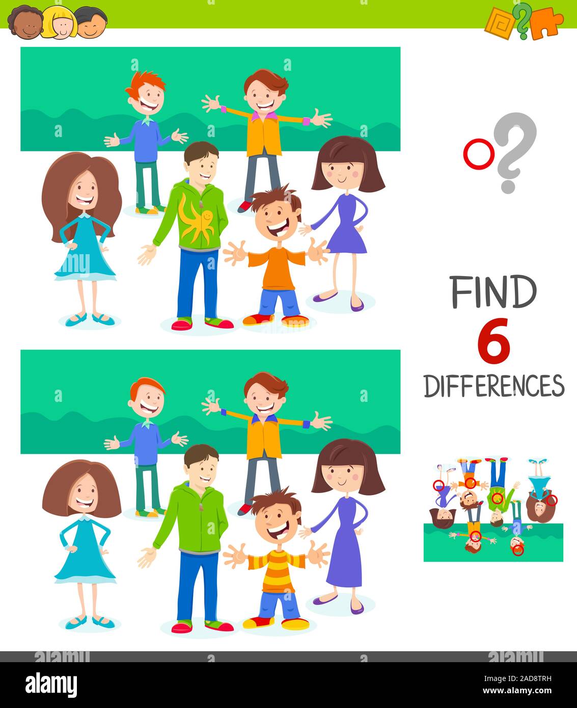 finding differences game with children group Stock Photo - Alamy