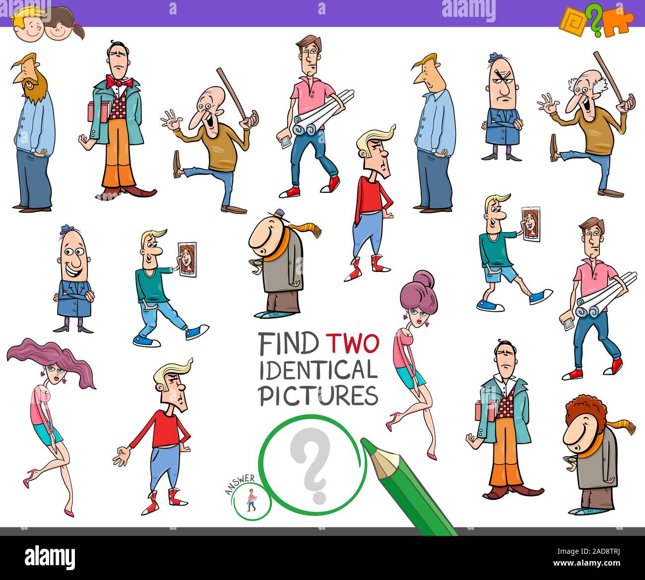 find two identical pictures game for children Stock Photo - Alamy