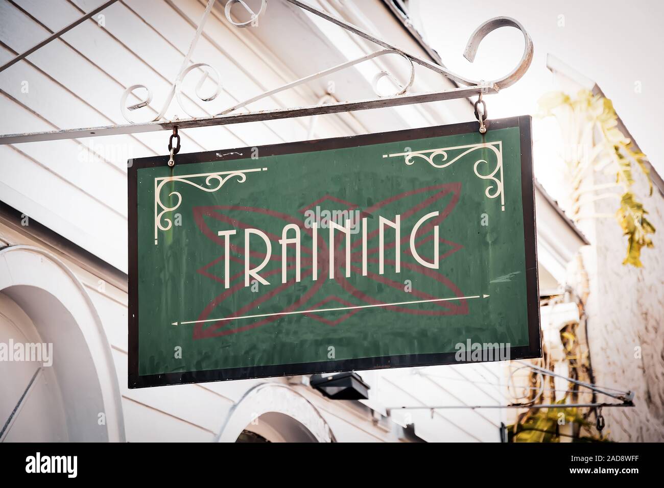 Street Sign to Training Stock Photo - Alamy