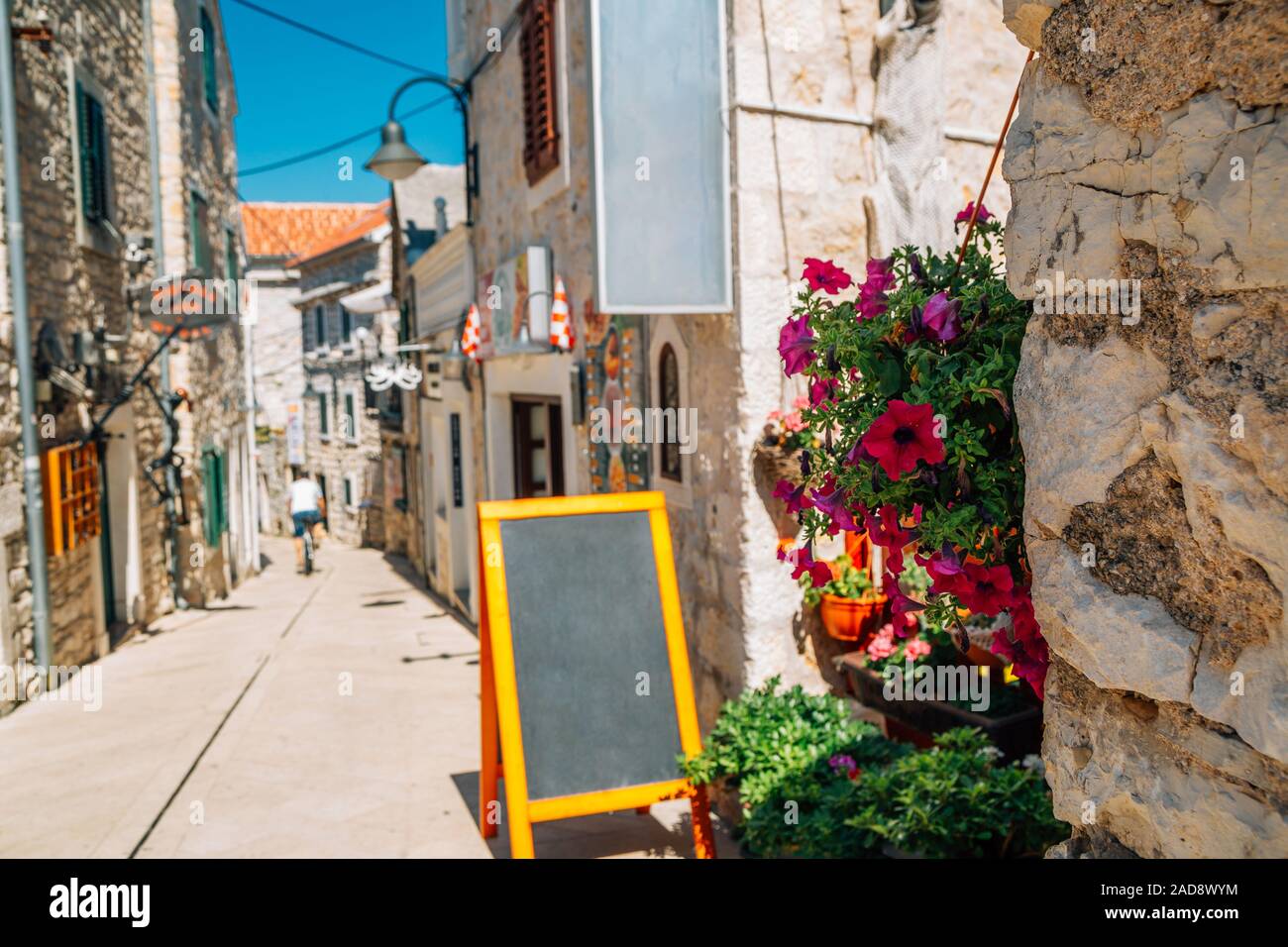 Primosten old town street at summer in Croatia Stock Photo - Alamy