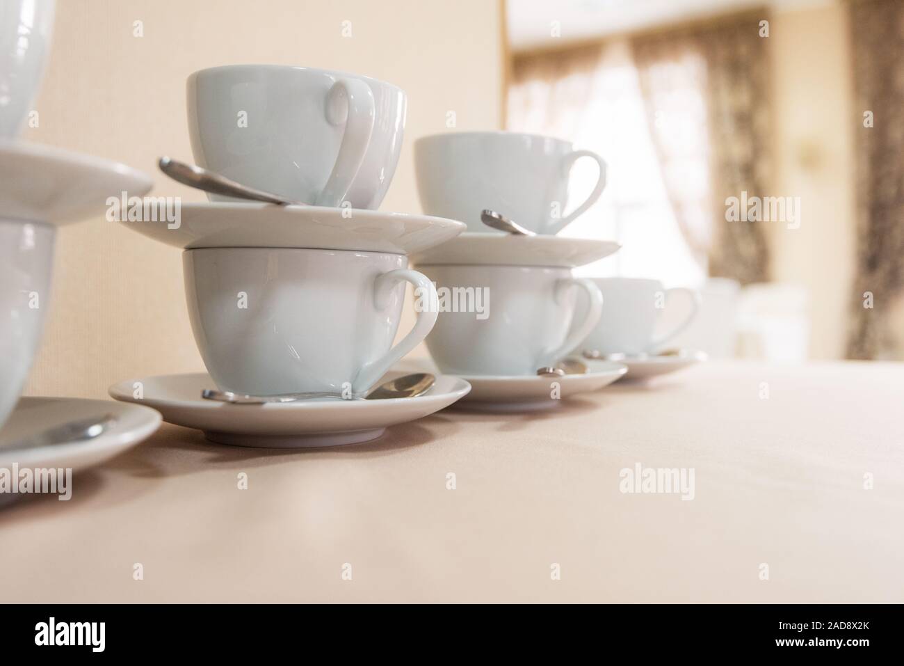 Many cups on table Stock Photo - Alamy